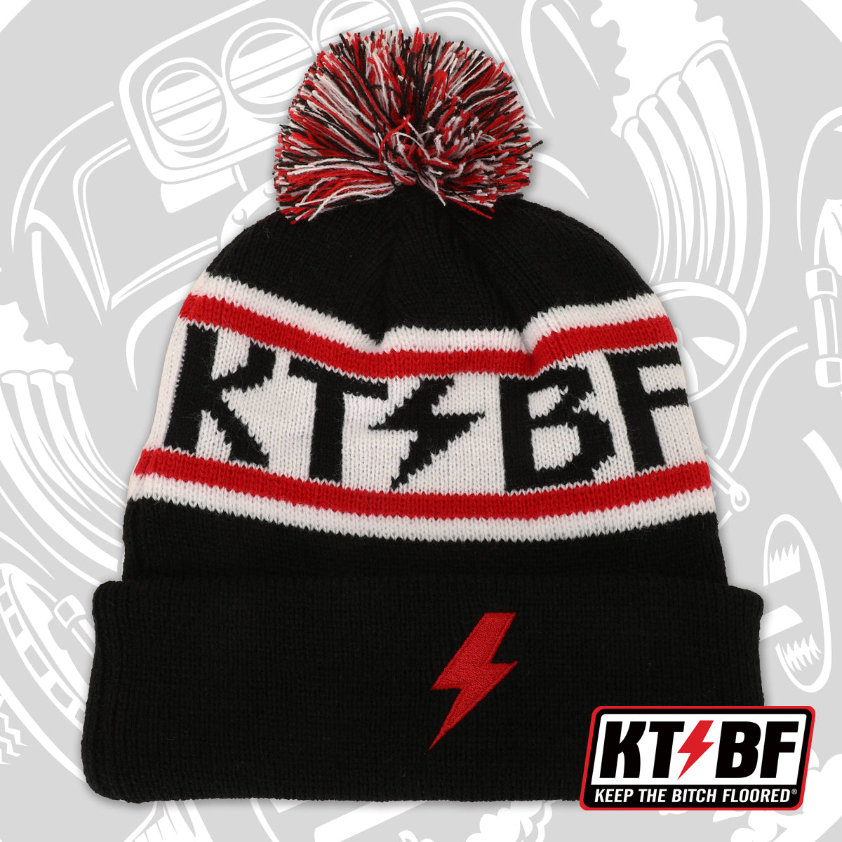 KTBF "Lightning" Pom Stocking Hat – KTBF™ | Keep The Bitch Floored ...